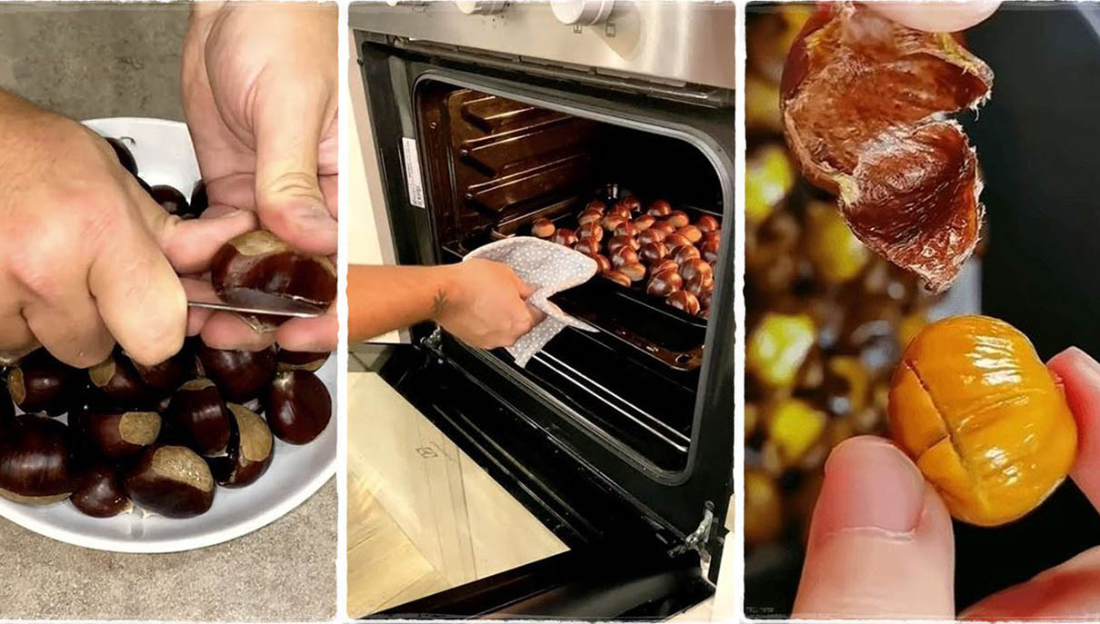 Castanhas assadas no forno à minha maneira - ficam perfeitas, a casca ...